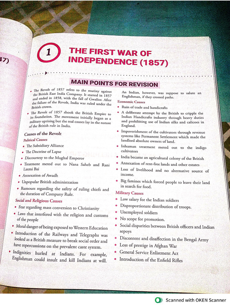 First War of Independence Question Bank | PDF