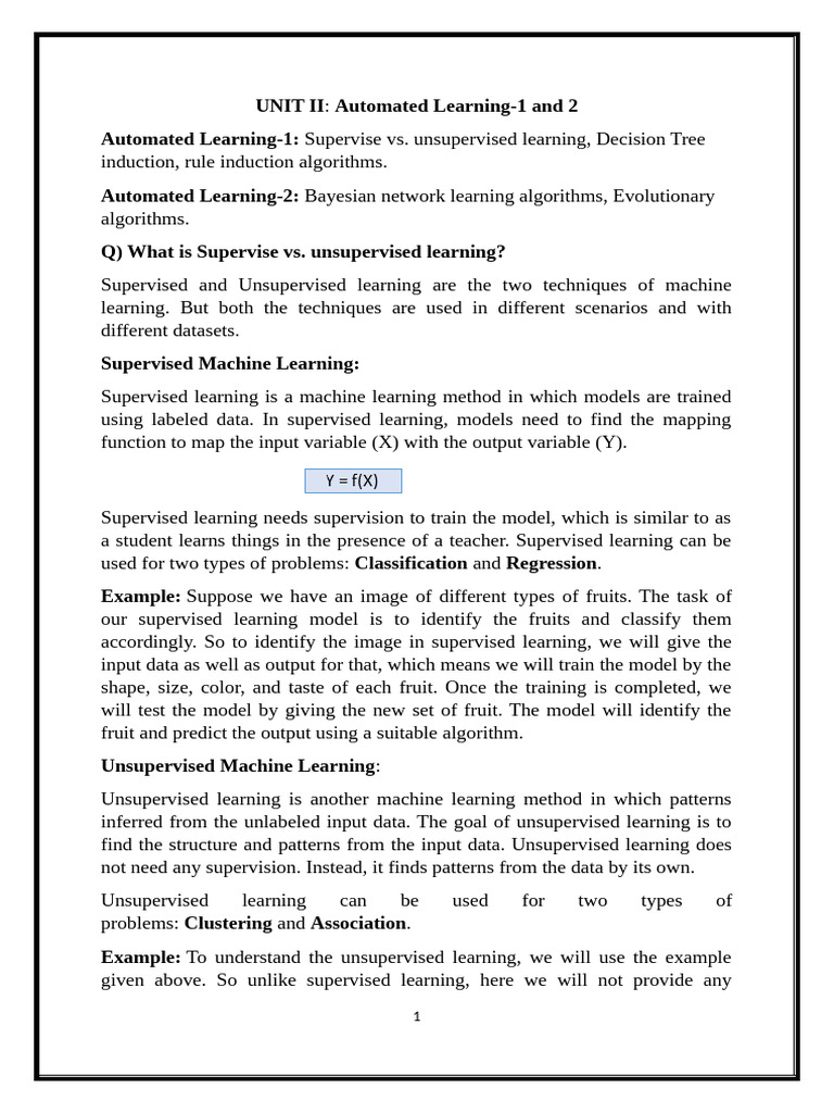 UNIT II Material | PDF | Machine Learning | Regression Analysis