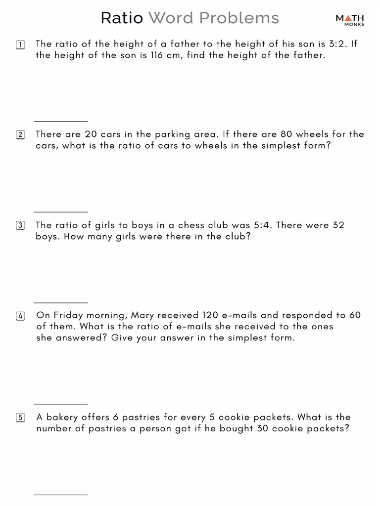 Ratio Word Problems Worksheets 1 | PDF