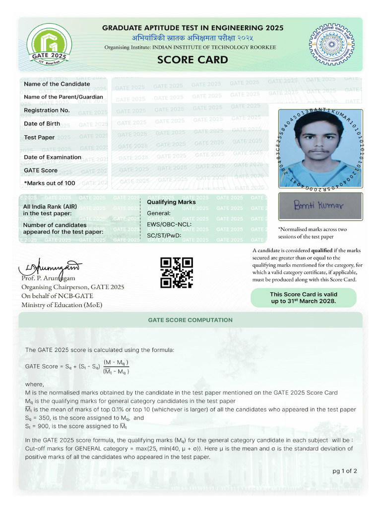 My Gate Score Card | PDF
