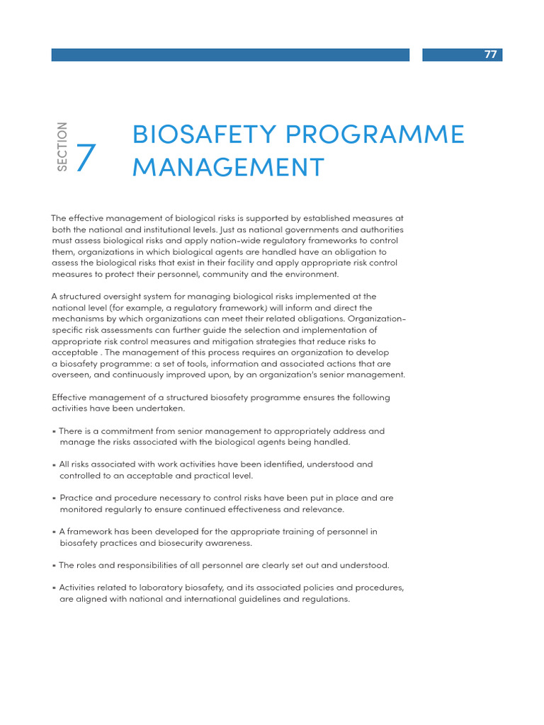 Biosafety Programme Management Guide | PDF | Risk Assessment | Risk