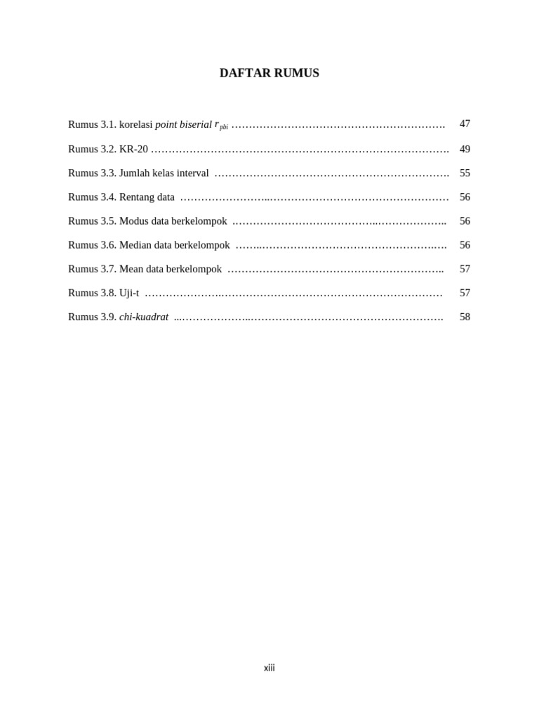 Daftar Rumus | PDF