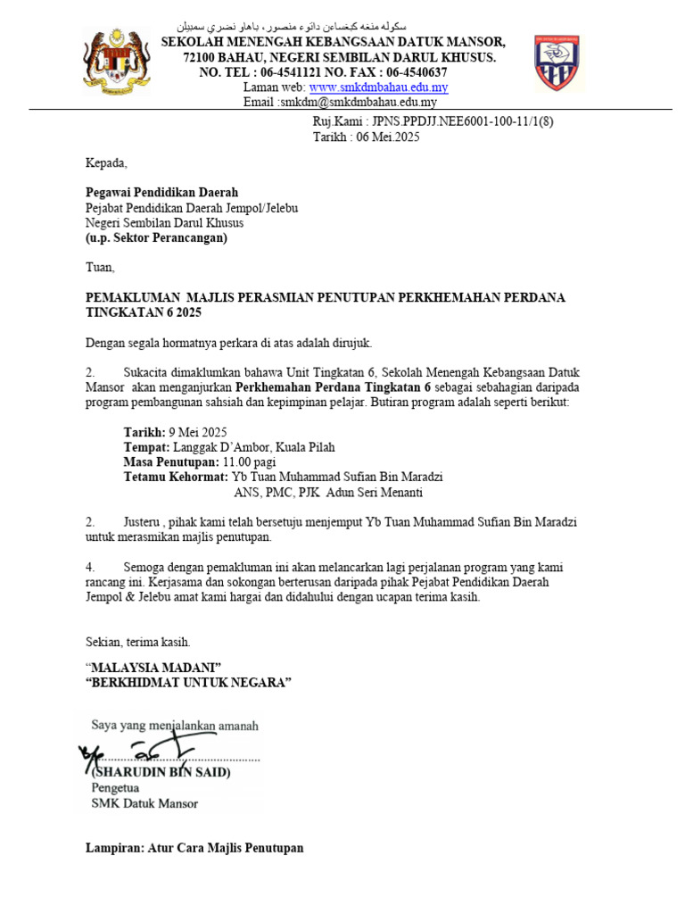 Surat Makluman PPD | PDF