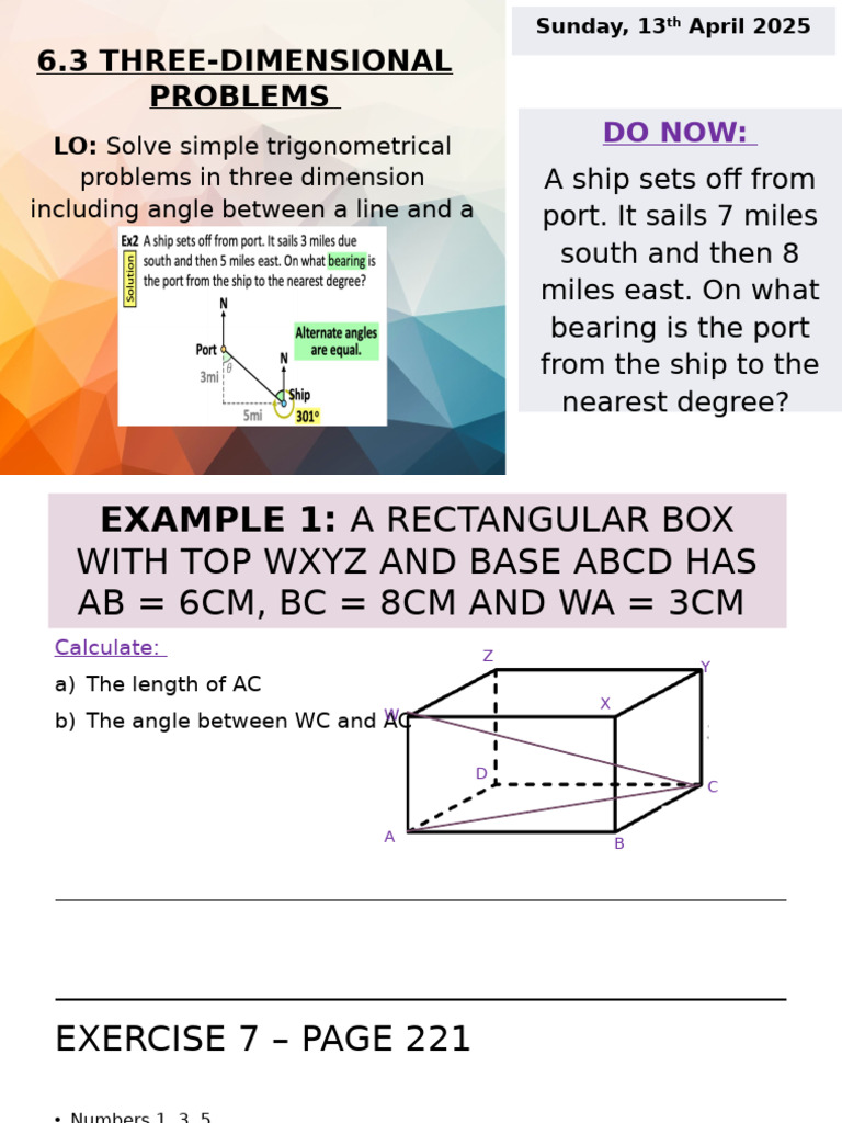 6 3 Three Dimensional Problems Pdf