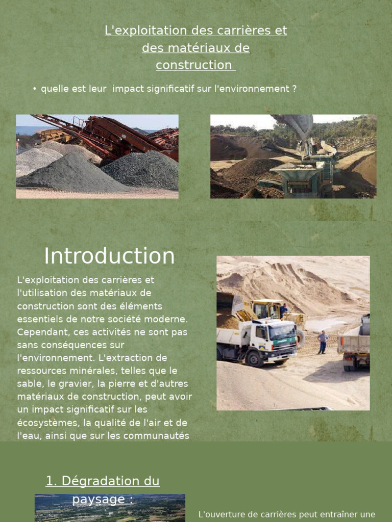 L'Exploitation Des Carrières Et Les Matériaux de Construction | PDF | Carrière (géologie ...
