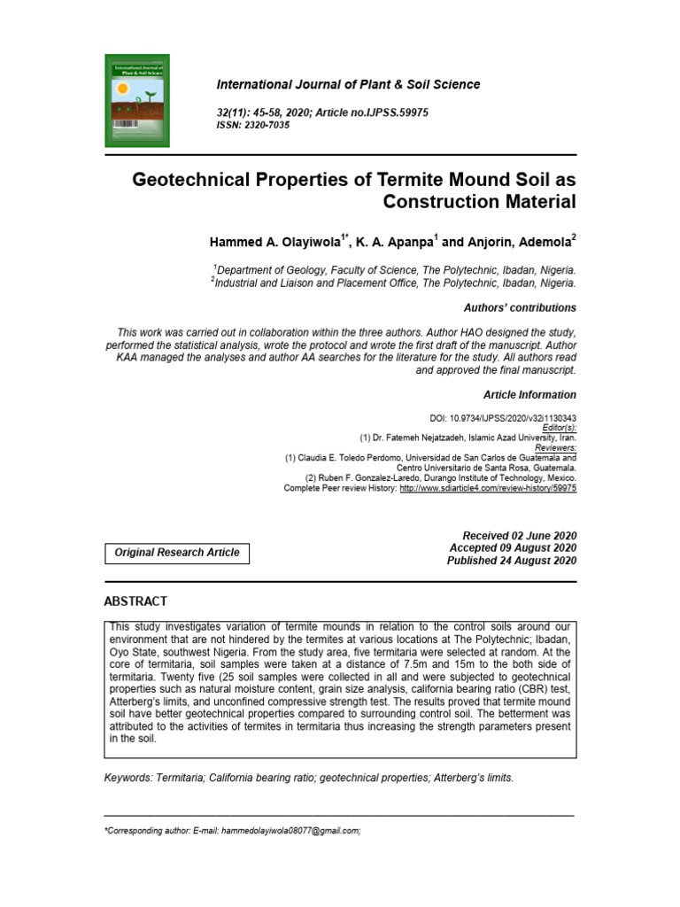 Olayiwola 32112020 IJPSS59975 | PDF | Soil | Earth Sciences