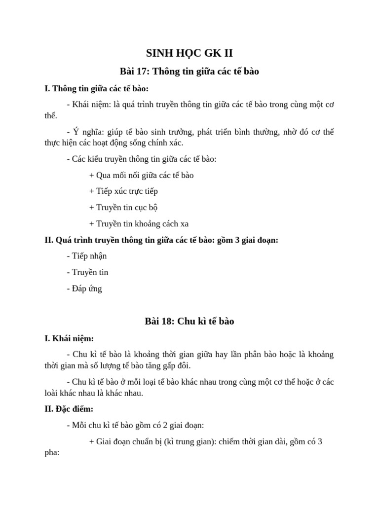 SINH HỌC GK II | PDF