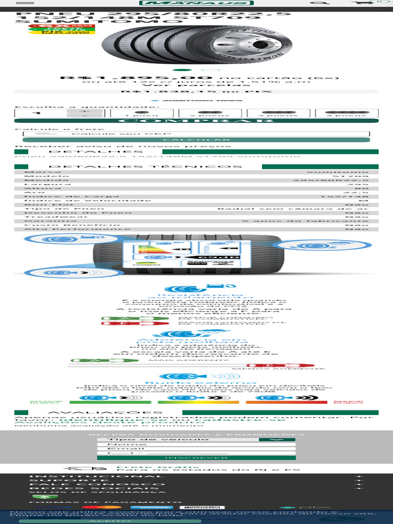Pneu Sumitomo 295/80R22,5 ST709 à Venda | PDF | Pneu