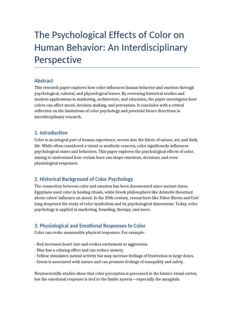 Psychological Effects of Color | PDF | Color | Emotions