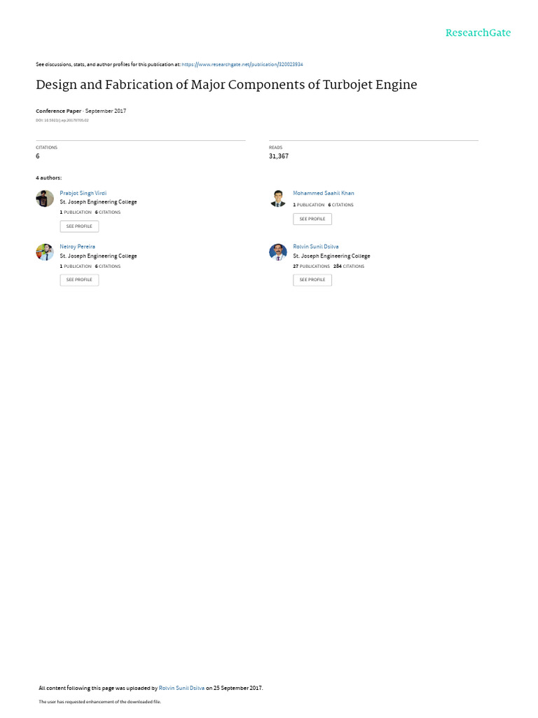 Design and Fabrication of Major Components of Turbojet Engine | PDF ...