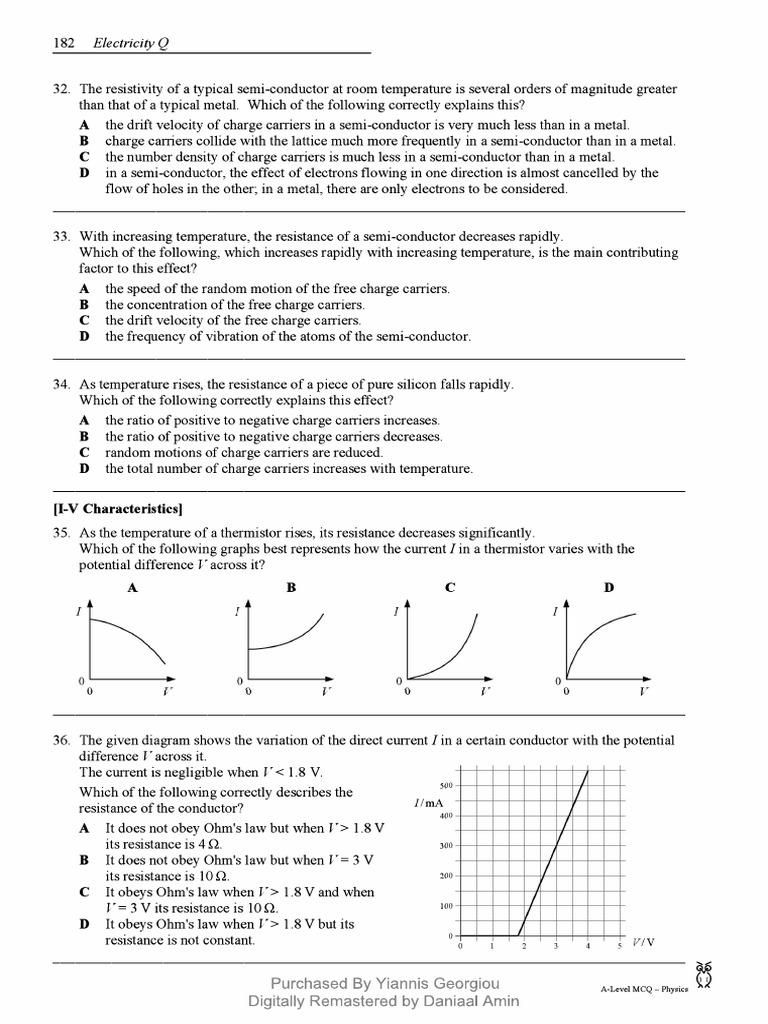 Electricity MCQ With MS | PDF