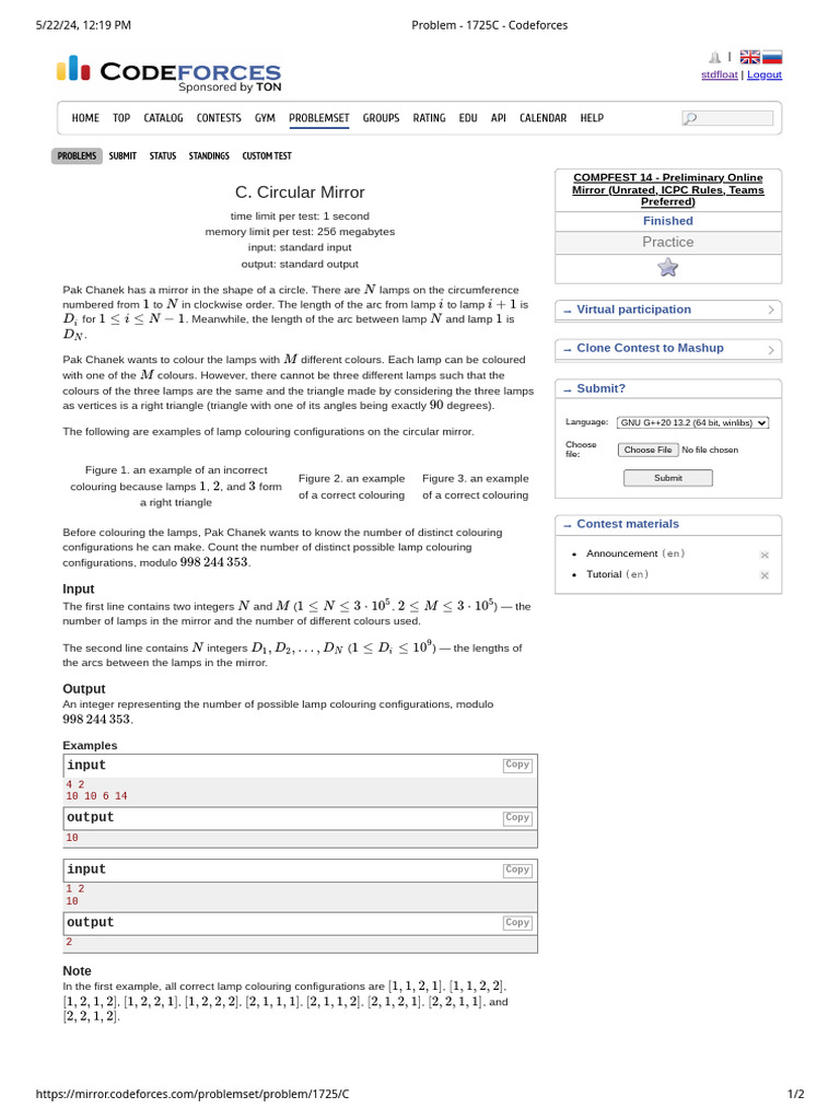 Problem - 1725C - Codeforces | PDF | Triangle | Elementary Geometry