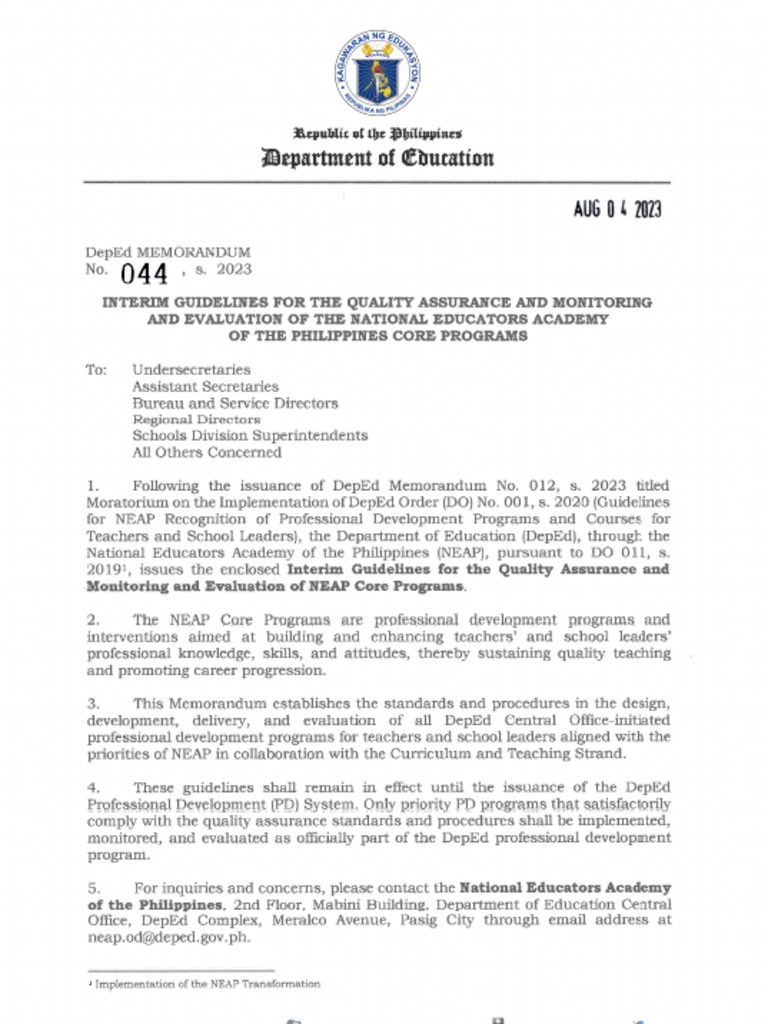 DM - s2023 - 044 (Interim Guidelines For The Quality Assurance and Monitoring & Evaluation of ...