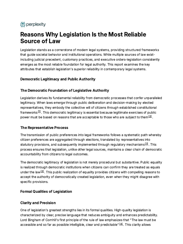 Legislation's Reliability in Modern Law | PDF | Constitution | Judicial ...