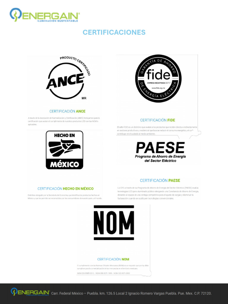 Certificaciones Energine | PDF