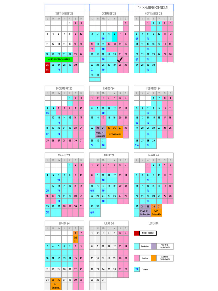 Calendario 23-24 Semipresencial | PDF