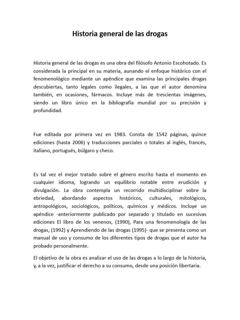 Historia General de Las Drogas | PDF | Drogas | Comercio ilegal de drogas