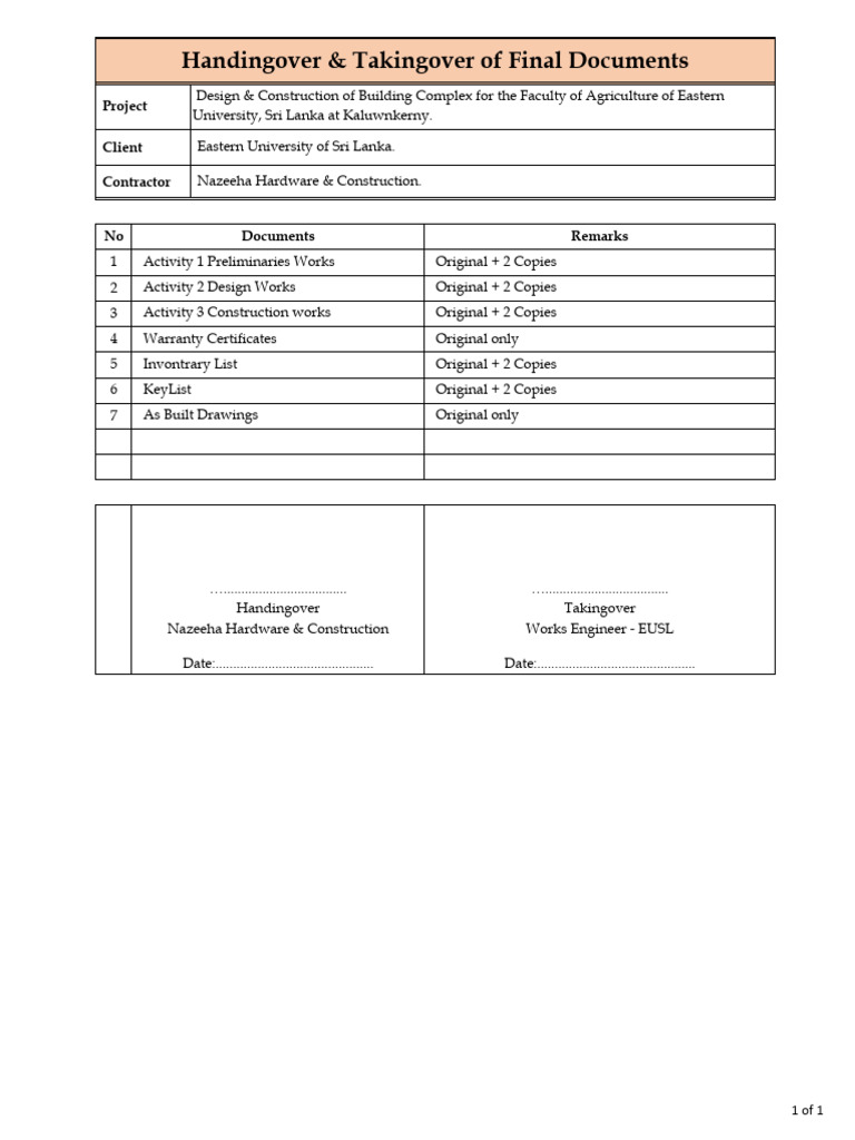 Document Submission Agri EUSL | PDF