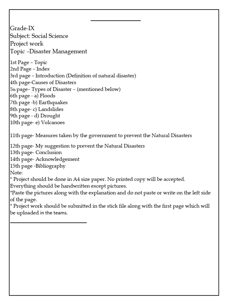 Disaster Management Project Guidelines | PDF
