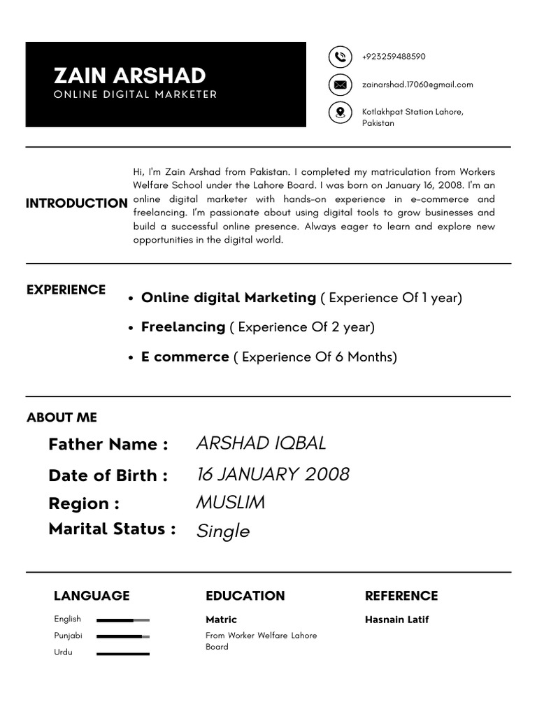 Zain Arshad CV | PDF