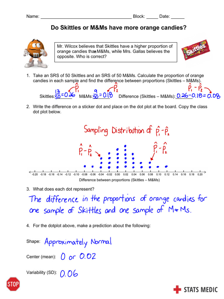 Stats Medic - Difference Between Two Sample Proportions Answer Key ...
