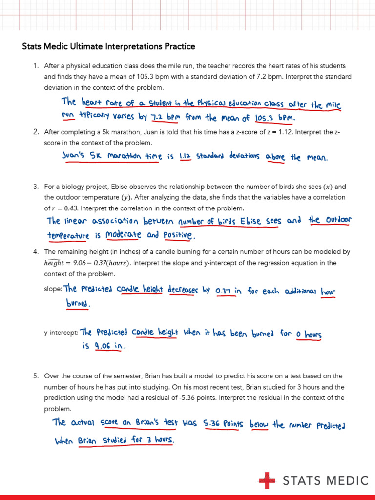Stats Medic Ultimate Interpretations Practice Answer Key | PDF ...