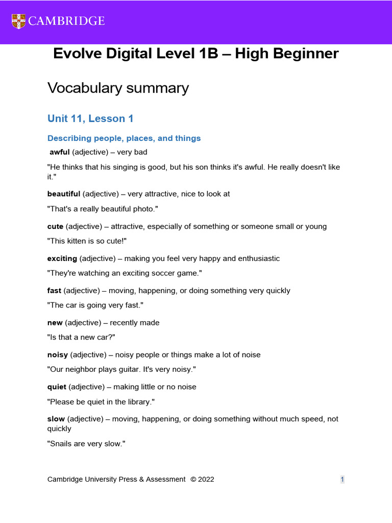 Unit 11 - HB - Vocabulary | PDF