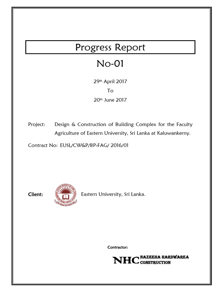 Progrss Report 01 - Agri Complex EUSL - 21.06.2017 | PDF | Concrete ...