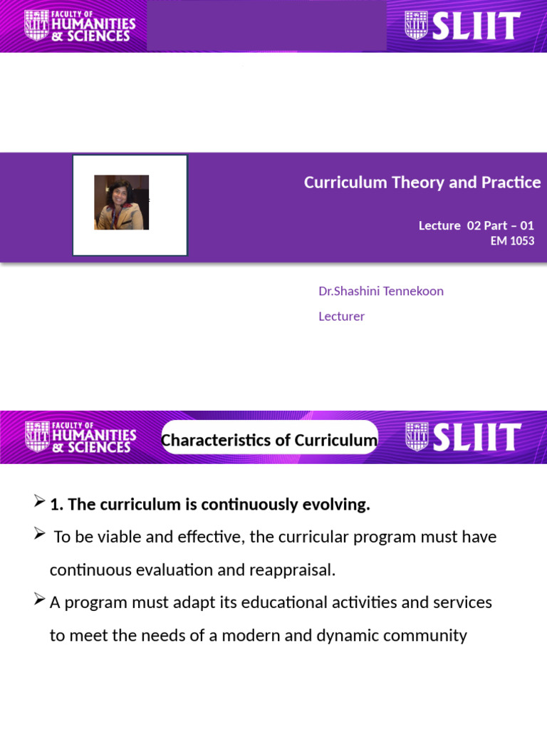 Lecture 02 Part 01 Characteristics of Curriculum | PDF | Curriculum | Behavior Modification