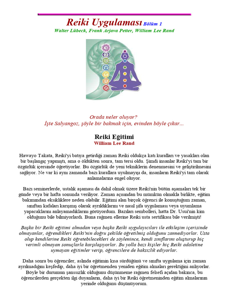 Reiki Uyqulamasi-William Lee Rand | PDF