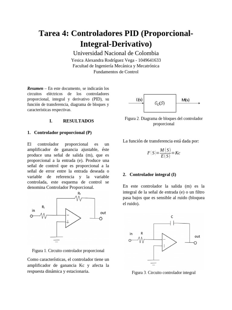 Controladores PID (Proporcional-Integral-Derivativo) | PDF | Ingeniería Informática | Electrónica
