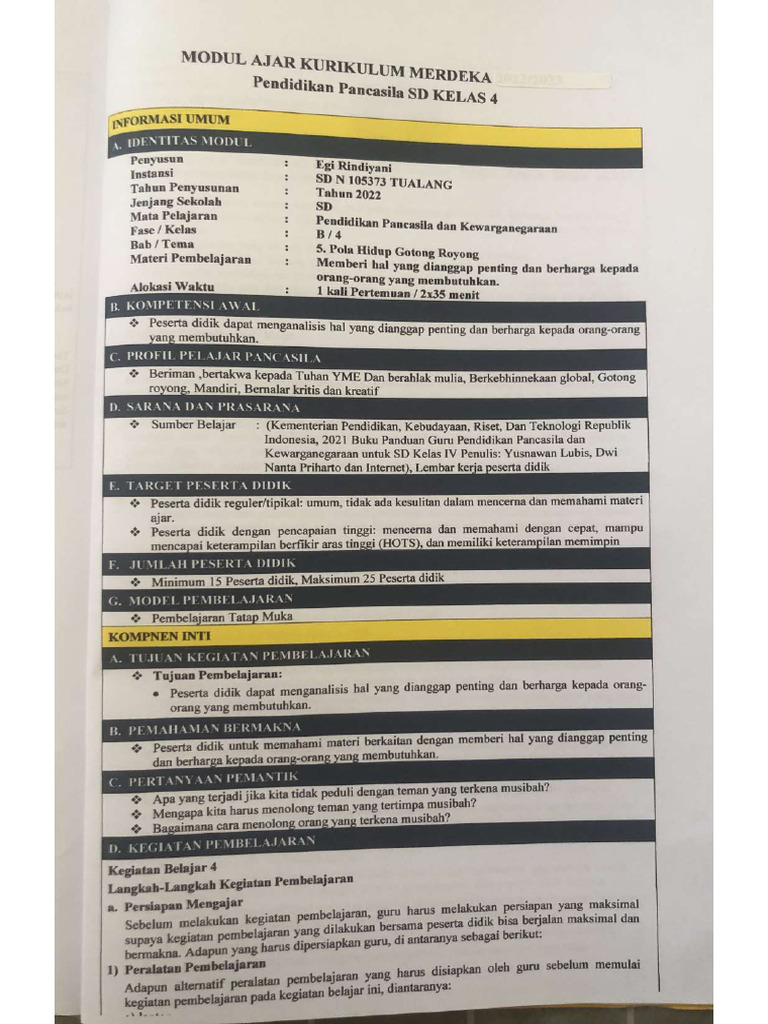 RPP PKN KELAS 4 | PDF