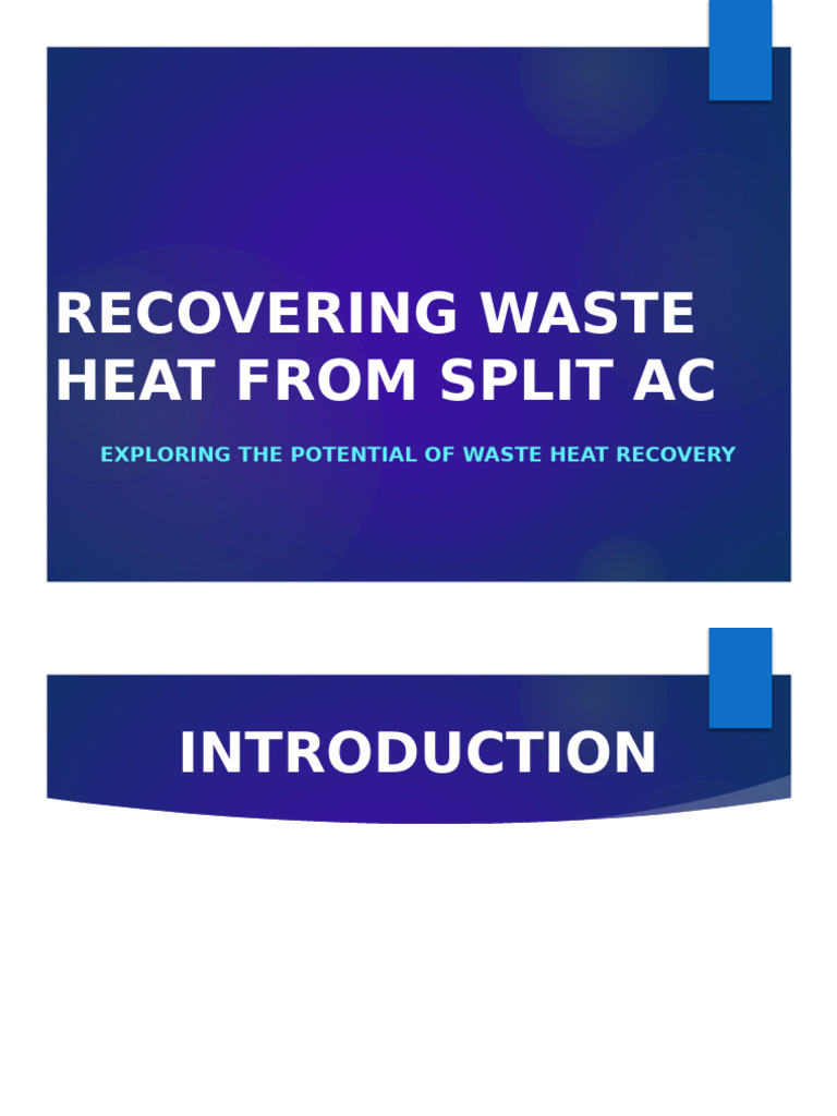 Waste Heat Recovery From Split Ac 1 | PDF