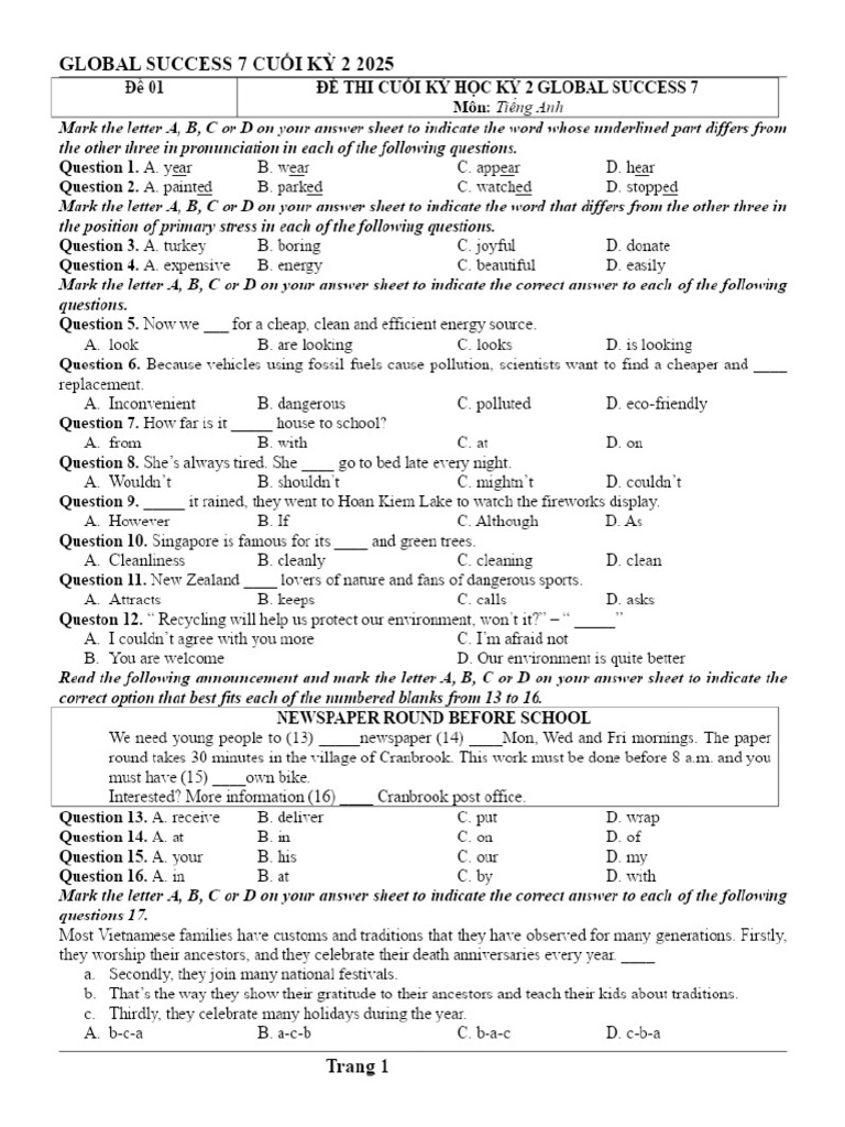 Bo 5 de Thi CK 2 Gs 7docx - 1600 - PDF - Gdrive.vip | PDF
