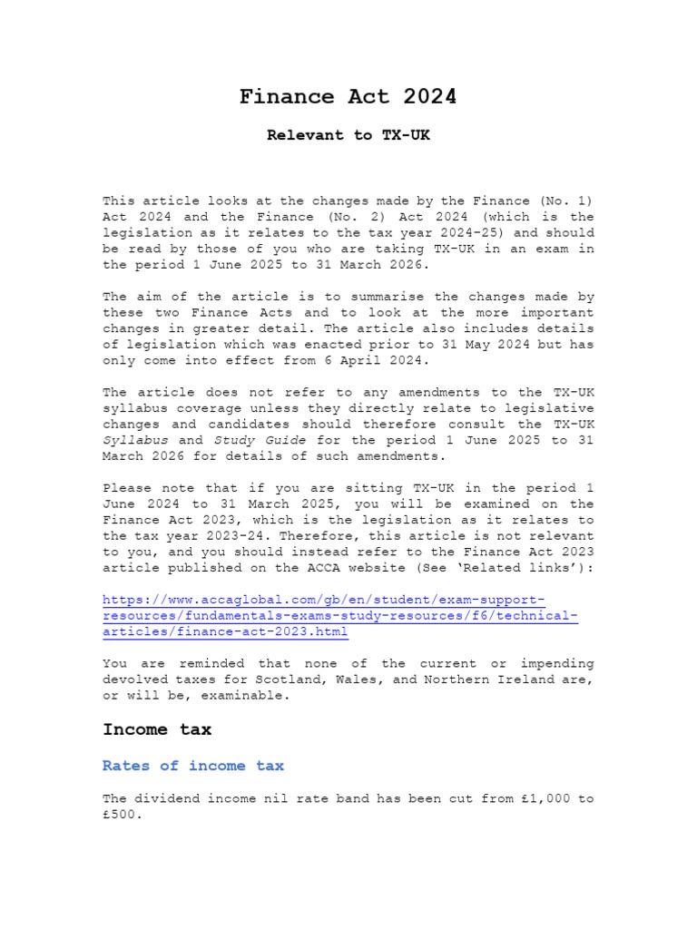 TX UK J25-M26 FA2024 Article | PDF | Income | Taxes