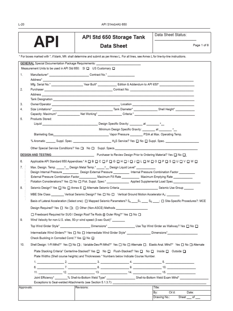 Data Sheet Storage Tank | PDF