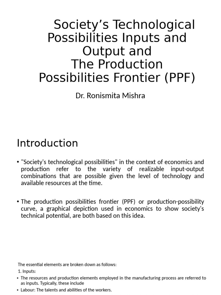 Society's Technological Possibilities Inputs and Output | PDF ...