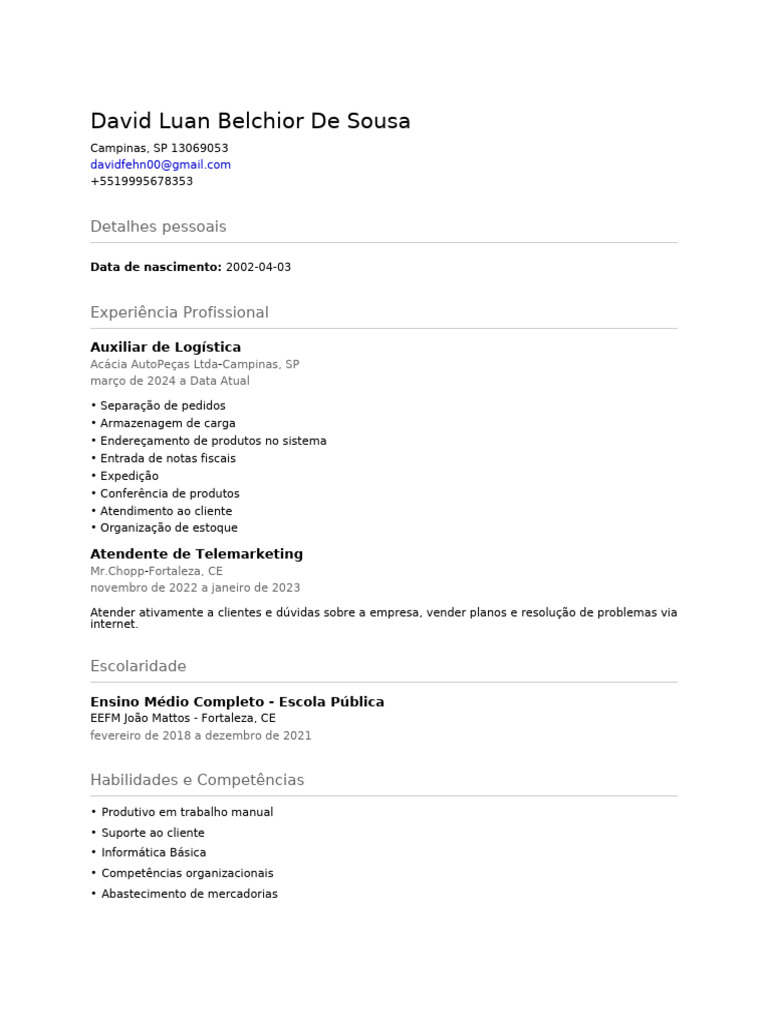 David Luan Belchior de Sousa | PDF