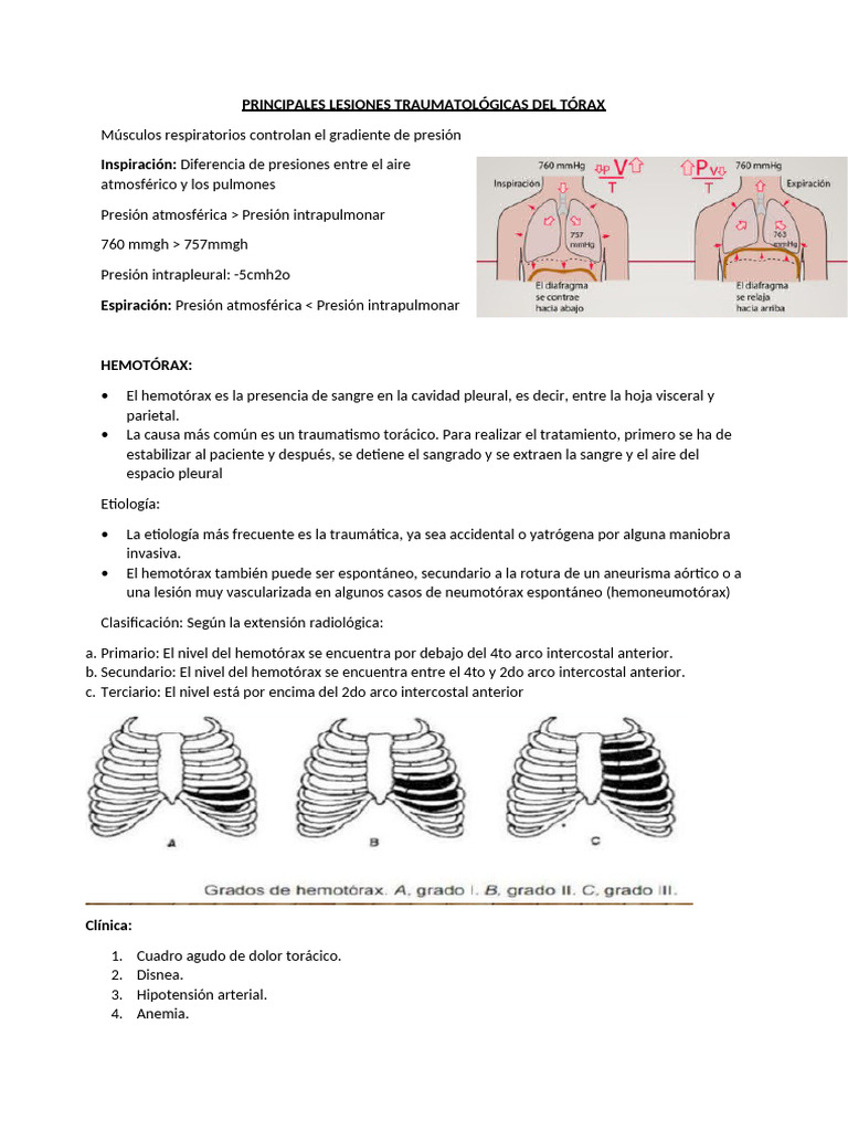 Lesiones Traumatológicas del Tórax | PDF | Tórax | Pulmón