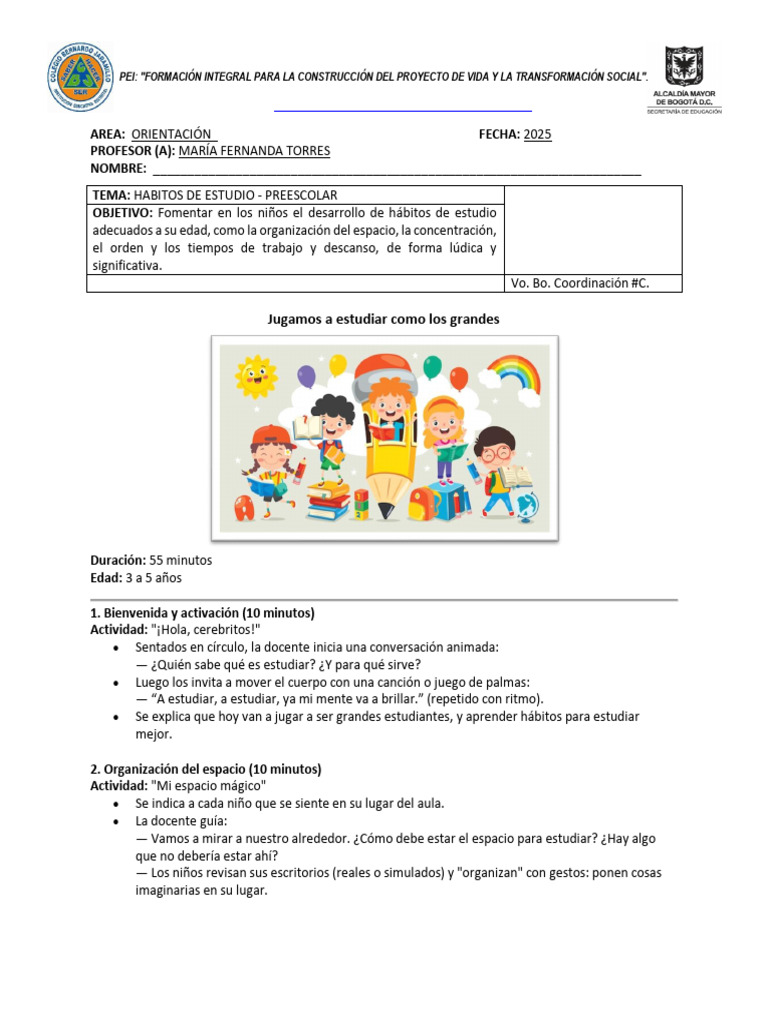 Habitos de Estudio - Preescolar | PDF | Educación de la primera infancia