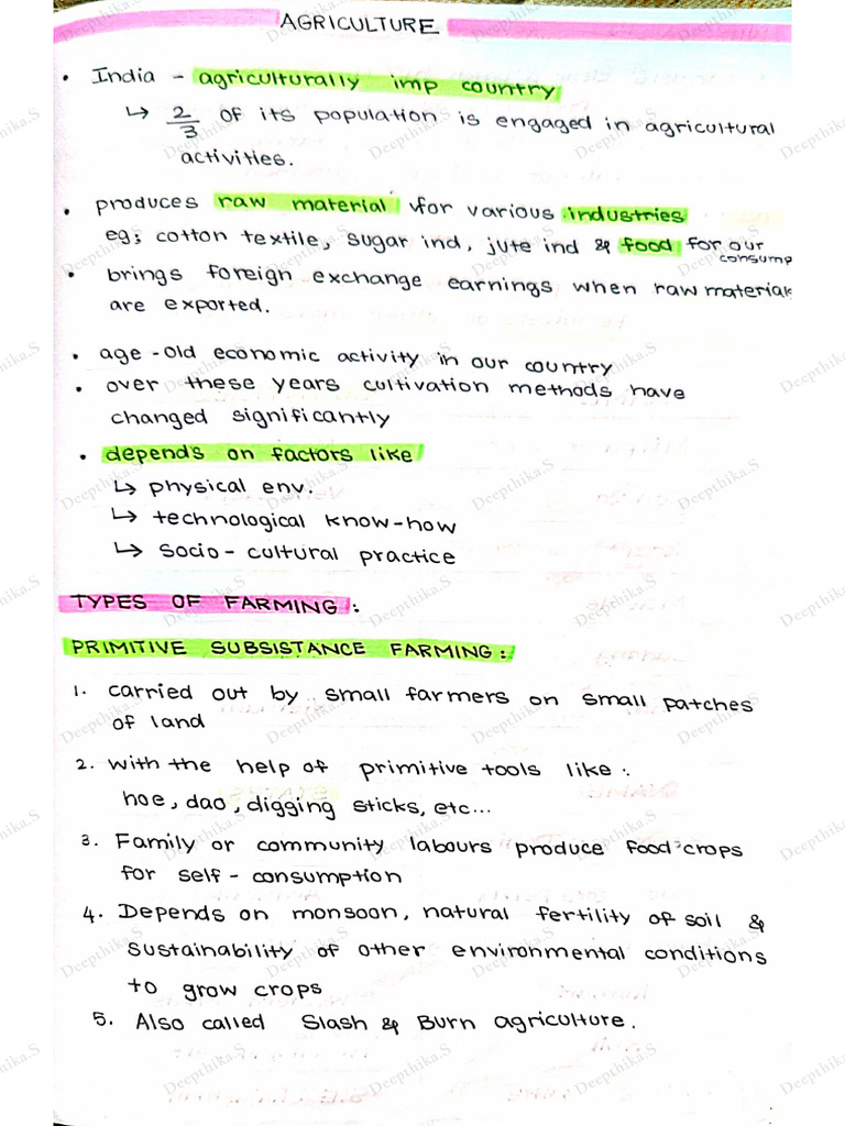 Agriculture Class 10 CBSE Notes | PDF