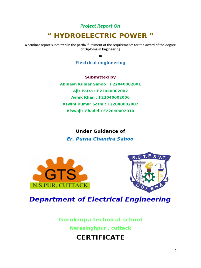HYDROELECTRIC POWER Group 1 | PDF | Hydroelectricity | Reservoir