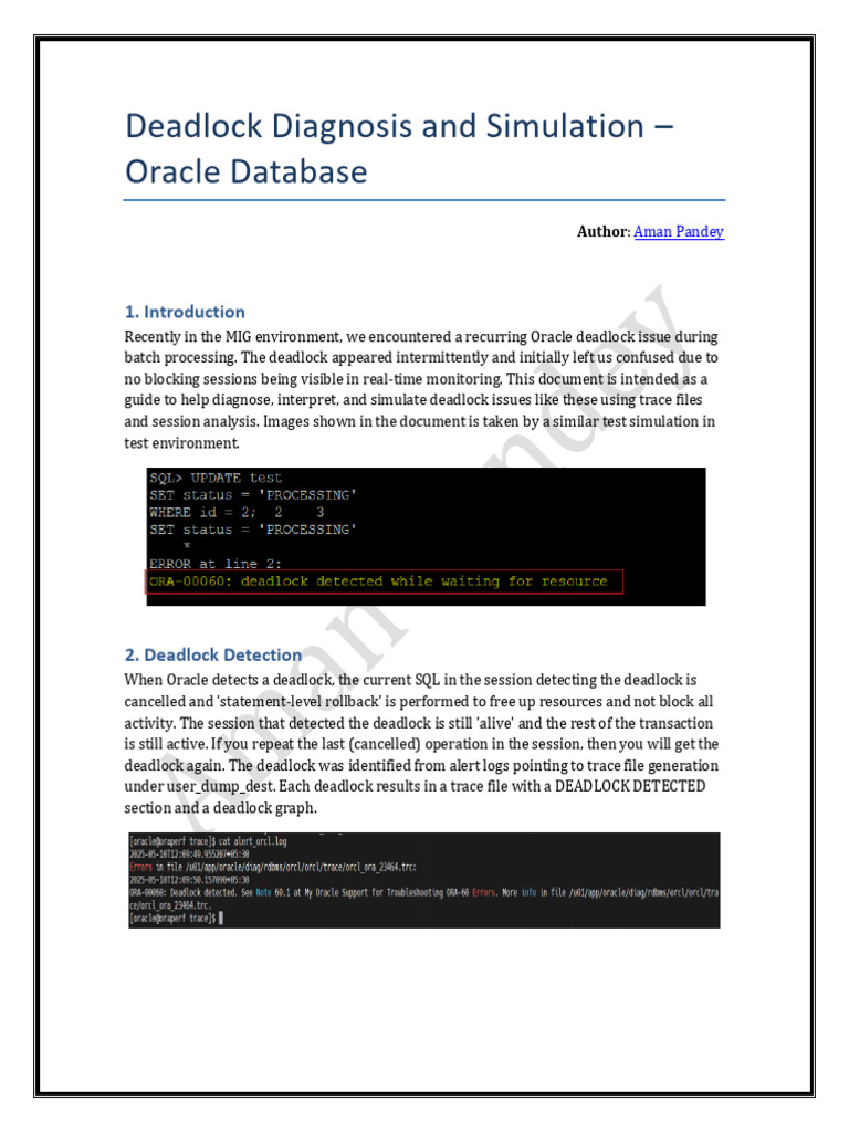 Deadlock Diagnosis Simulation by Amanpandey1729 1746892379 | PDF | Database Index | Computer ...