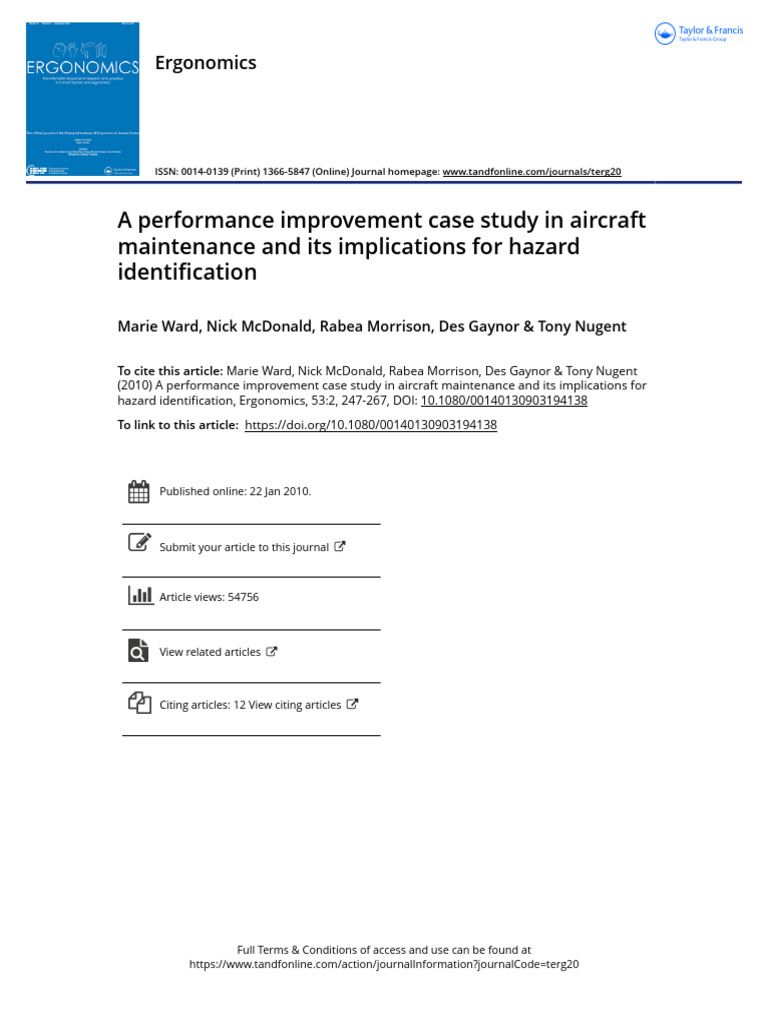 A performance improvement case study in aircraft maintenance and its implications for hazard ...