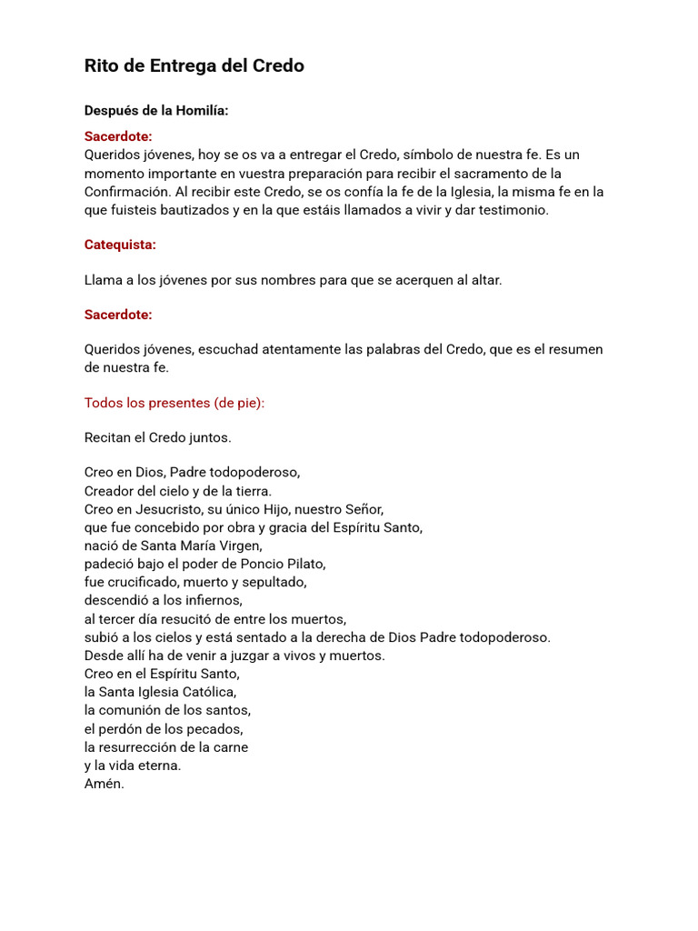 Rito de Entrega Del Credo | PDF