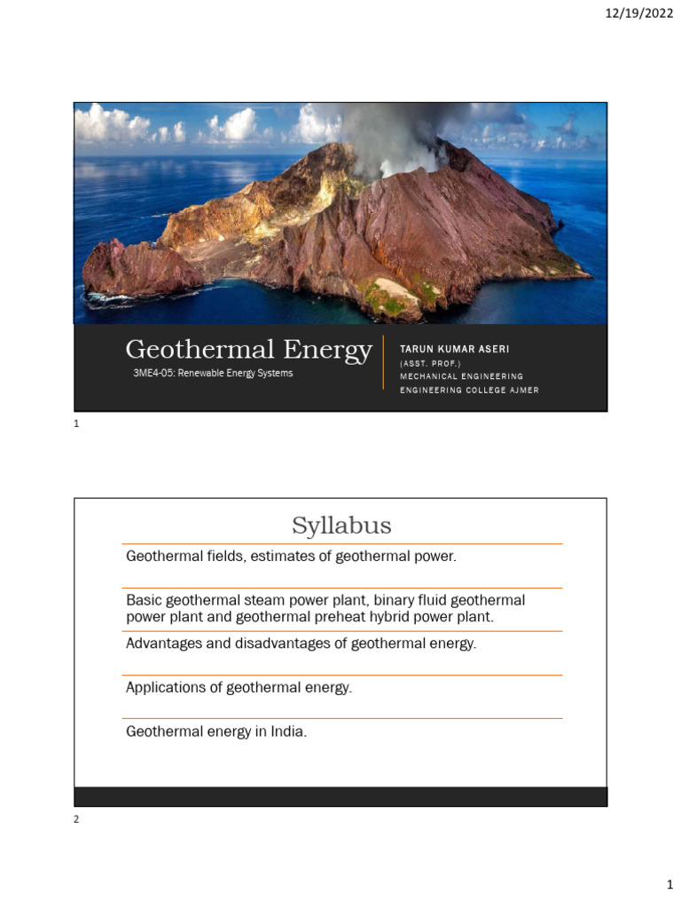 Geothermal Energy - Handouts | PDF | Geothermal Energy | Steam