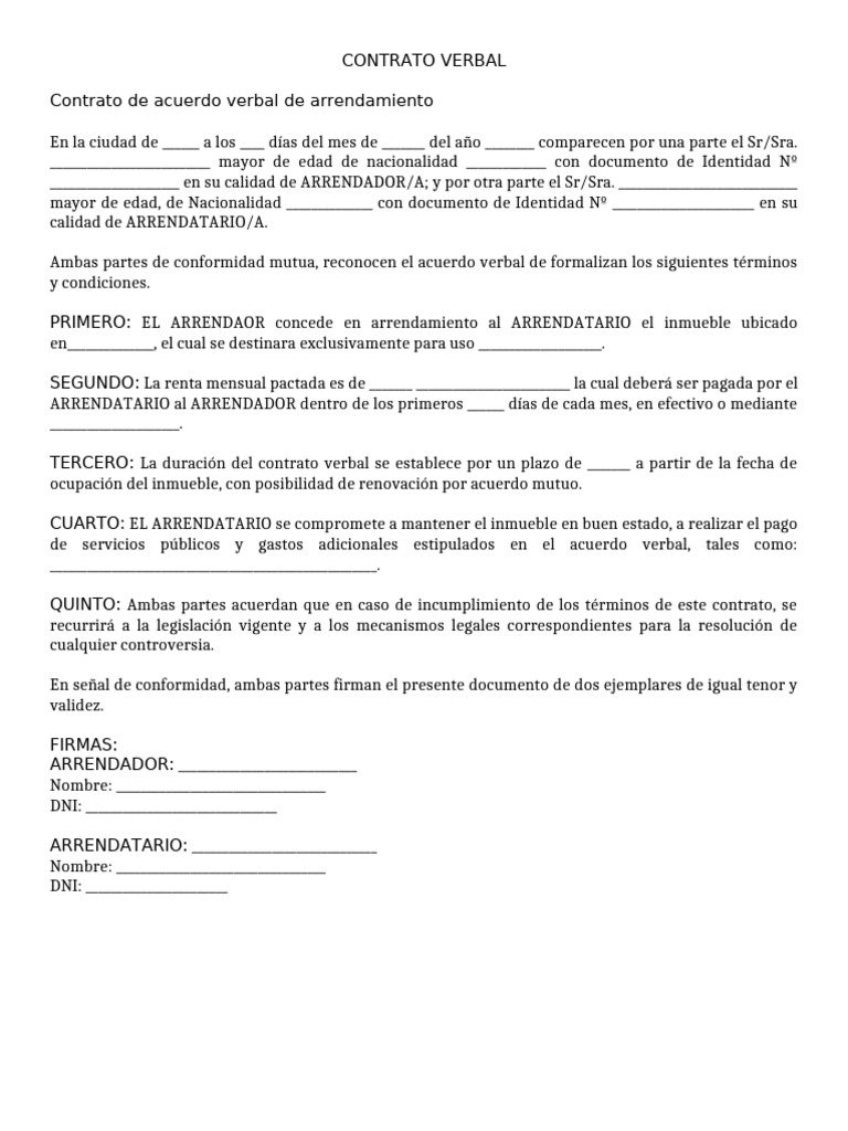 Contrato Verbal | PDF