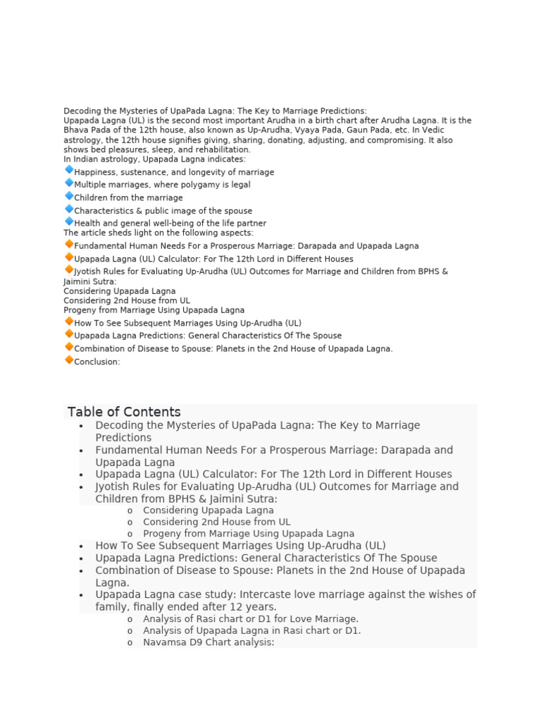 Decoding The Mysteries of UpaPada Lagna | PDF | Planets In Astrology | Hindu Astrology