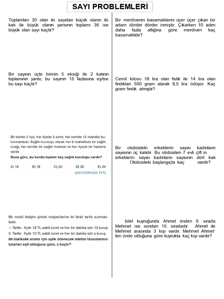 10-Sayi Kesi̇r Problemleri̇ | PDF