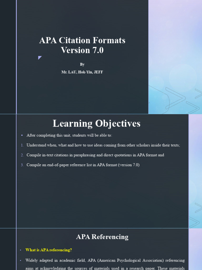APA Citation (Version 7.0) (Updated) | PDF | Citation | Apa Style